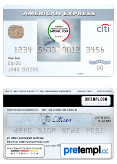USA Citibank AMEX everyday® credit card example in PSD format, fully ...