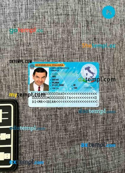 Italy ID card editable PSDs, scan and photo-realistic snapshot, 2 in 1 ...